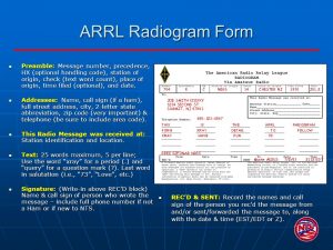 Radiogram Form, Explained – Eastern Massachusetts ARRL